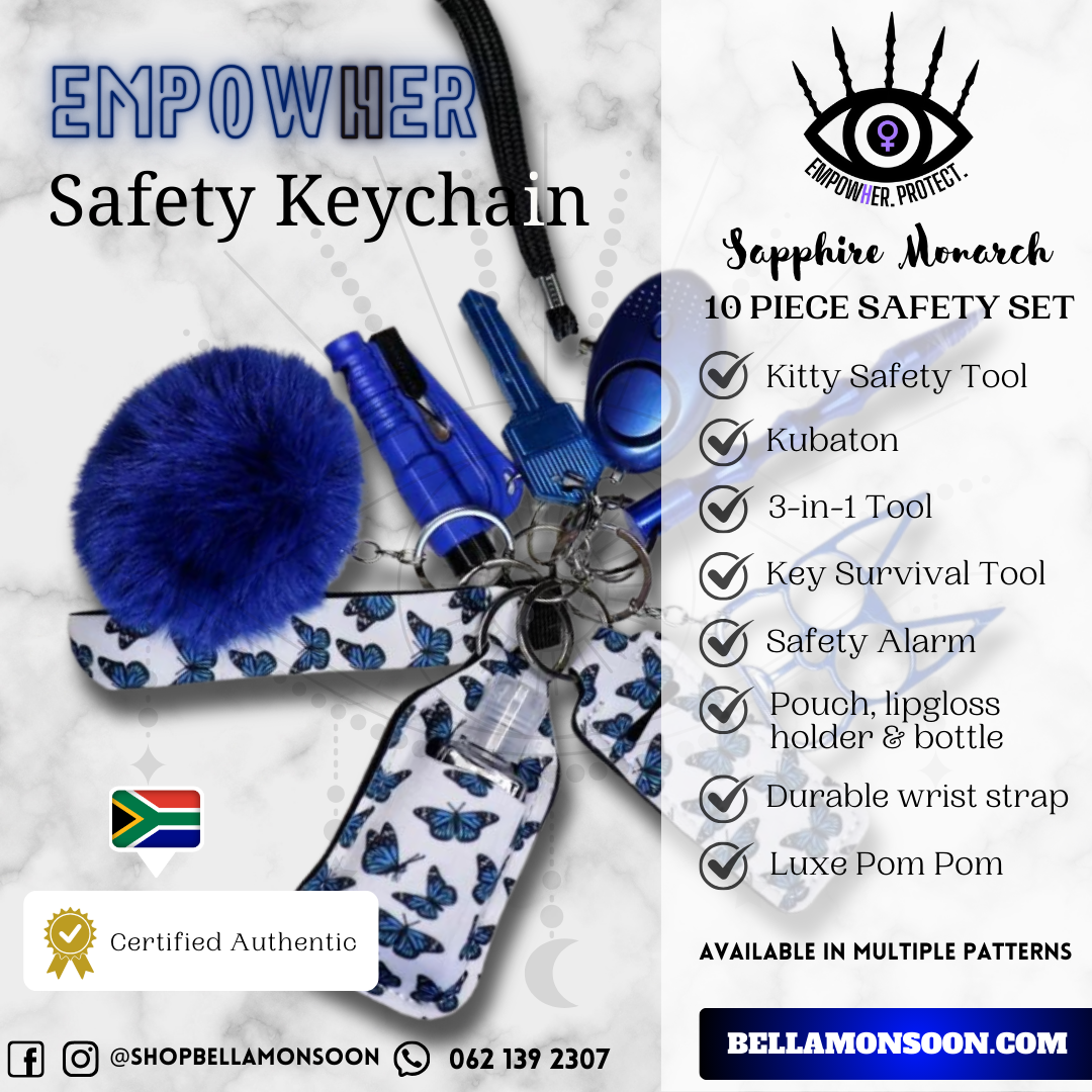 Sapphire Monarch Safety Keychain – Shop Bella Monsoon